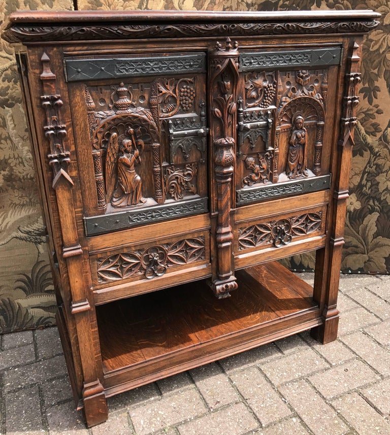 Gothic Revival Carved Oak Cabinet Depicting The Annunciation To The ...