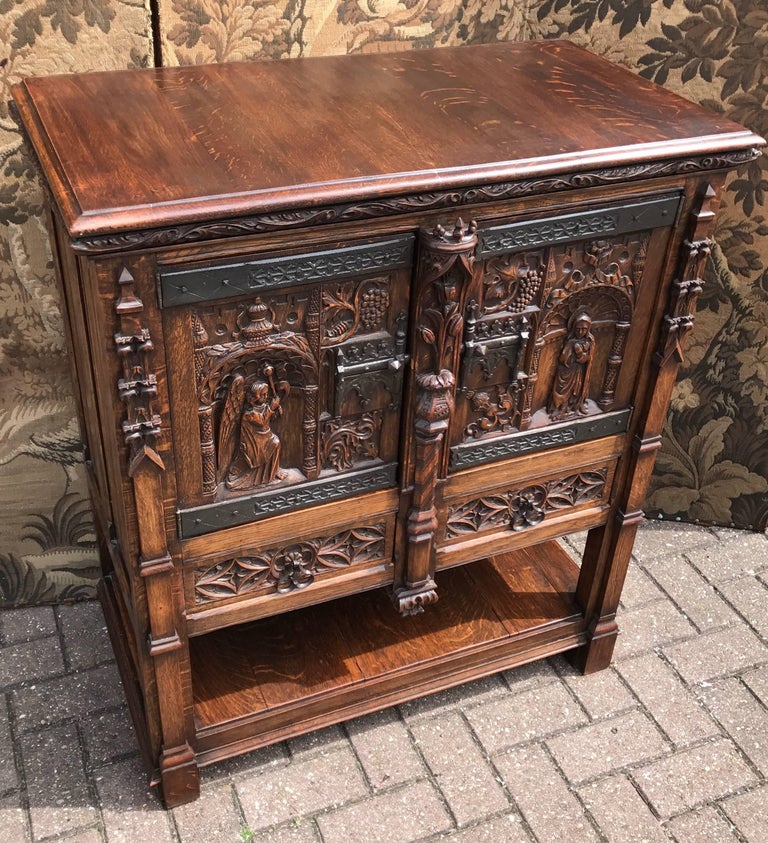 Gothic Revival Carved Oak Cabinet Depicting The Annunciation To The ...