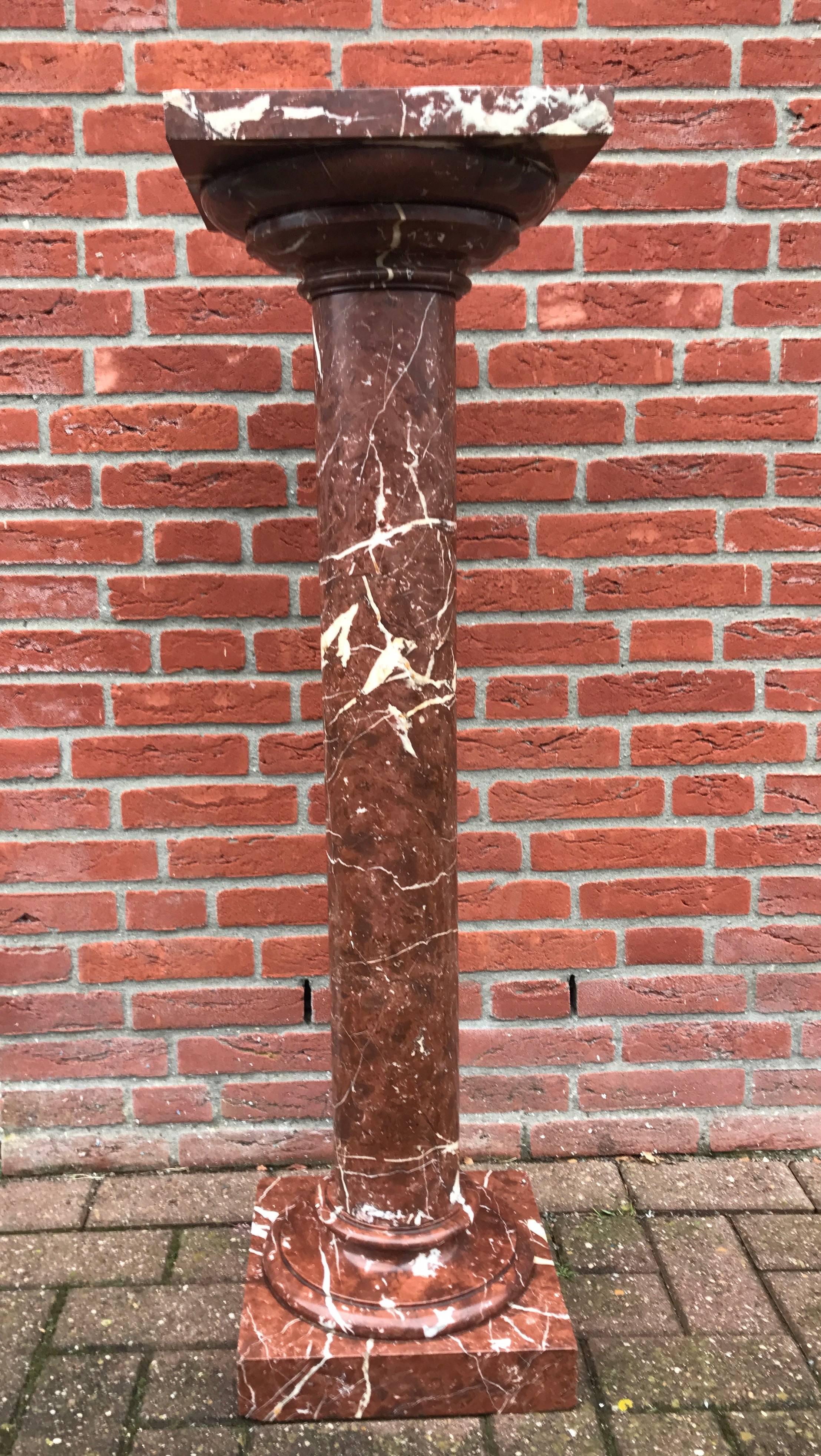 Antique Handcrafted Red and White Marble Pedestal Sculpture Stand ...