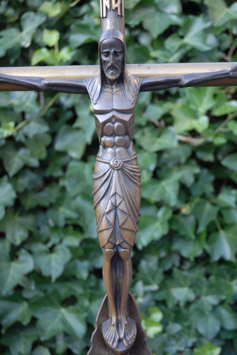 Stunning Art Deco Crucifix with a Stylized Bronze Christ Sculpture ...