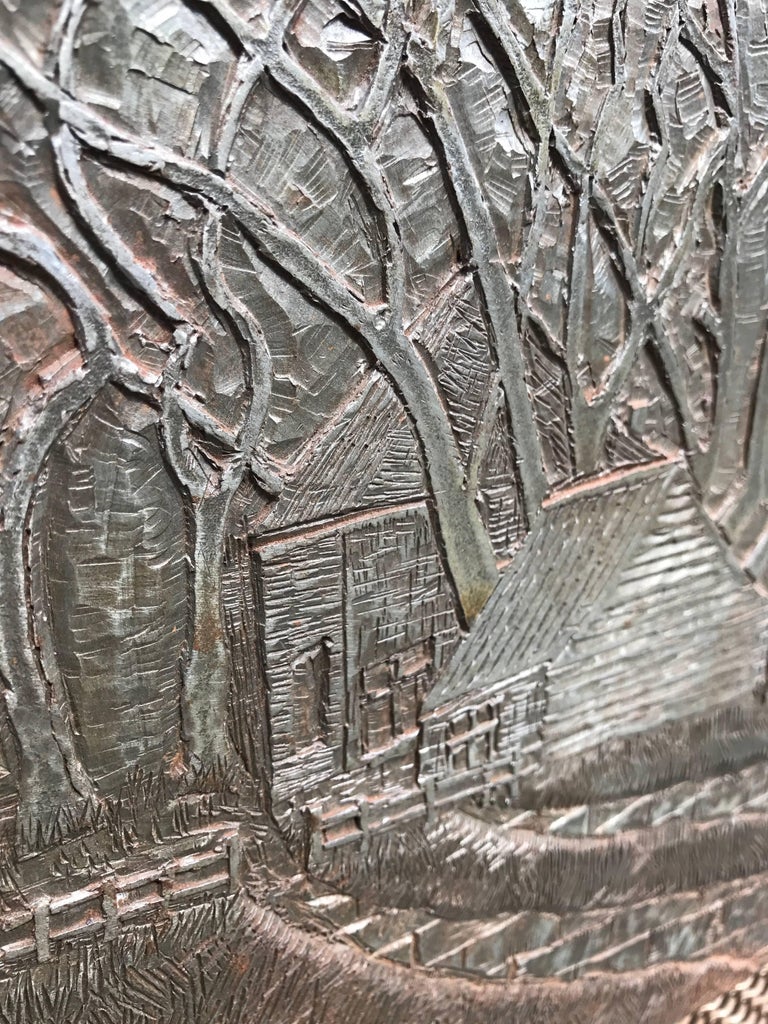 Unique Arts and Crafts Wrought Iron and Metal Firescreen with Cast Iron ...