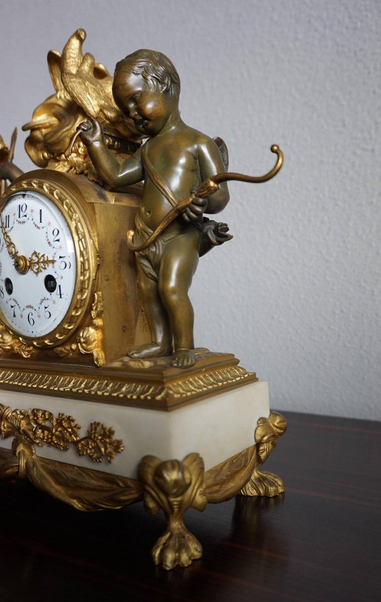 Antique Gilt Bronze and Patinated Cupid and Soldier Mantel Clock Love ...