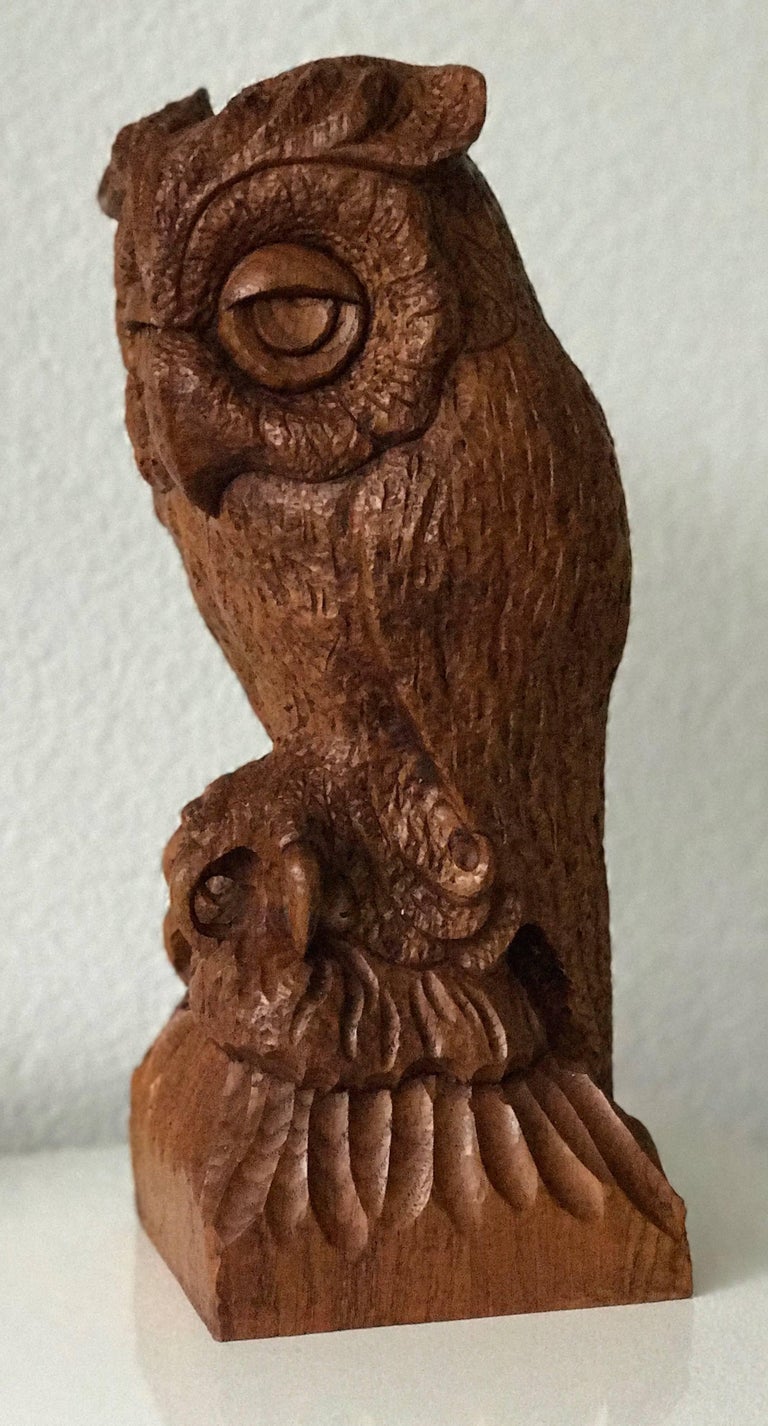 Sizable Mid-20th Century Carved Oak Owl, Rare and Symbol of Learning ...