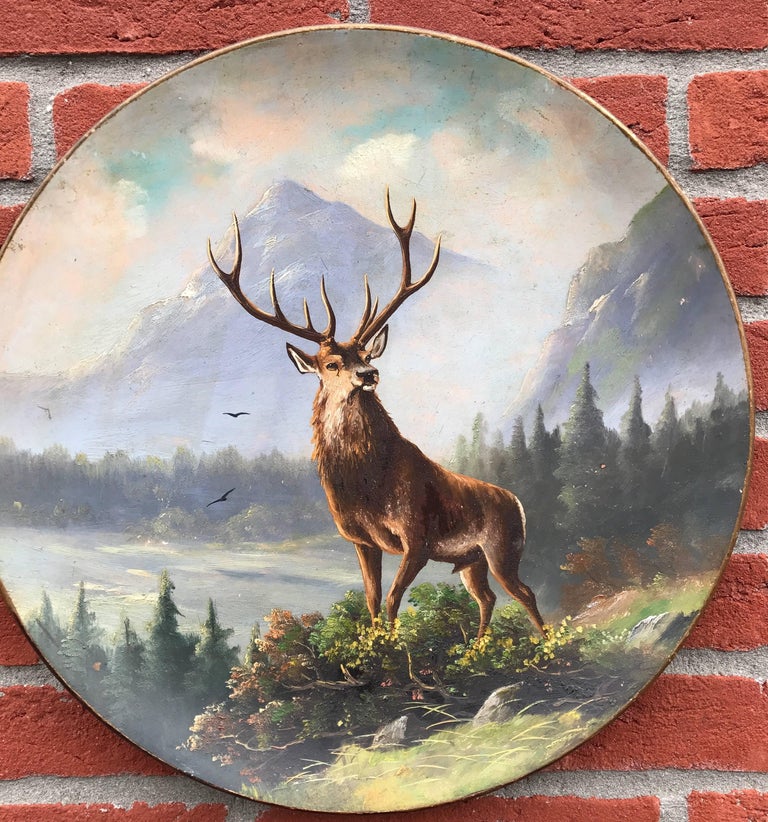 Antique Pair of Hand-Painted Earthenware Wall Plates Landscape with ...