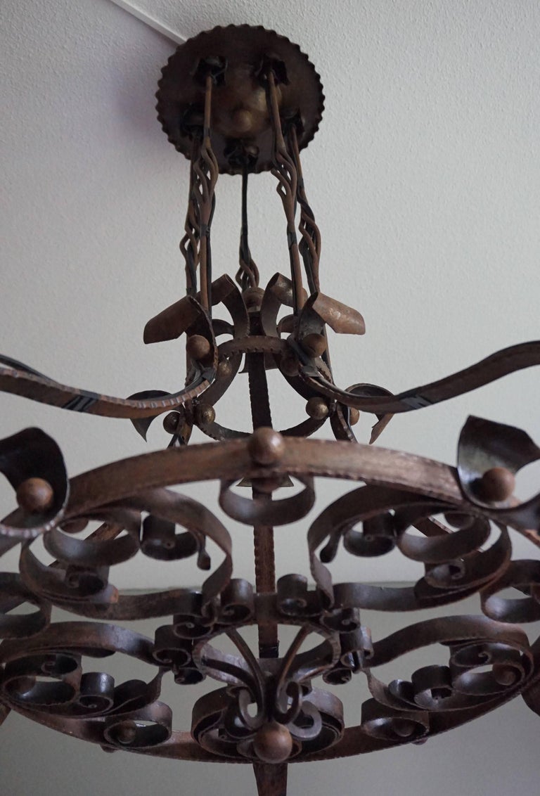 Good Size and Hand-Forged Arts and Crafts Wrought Iron Light Fixture or ...