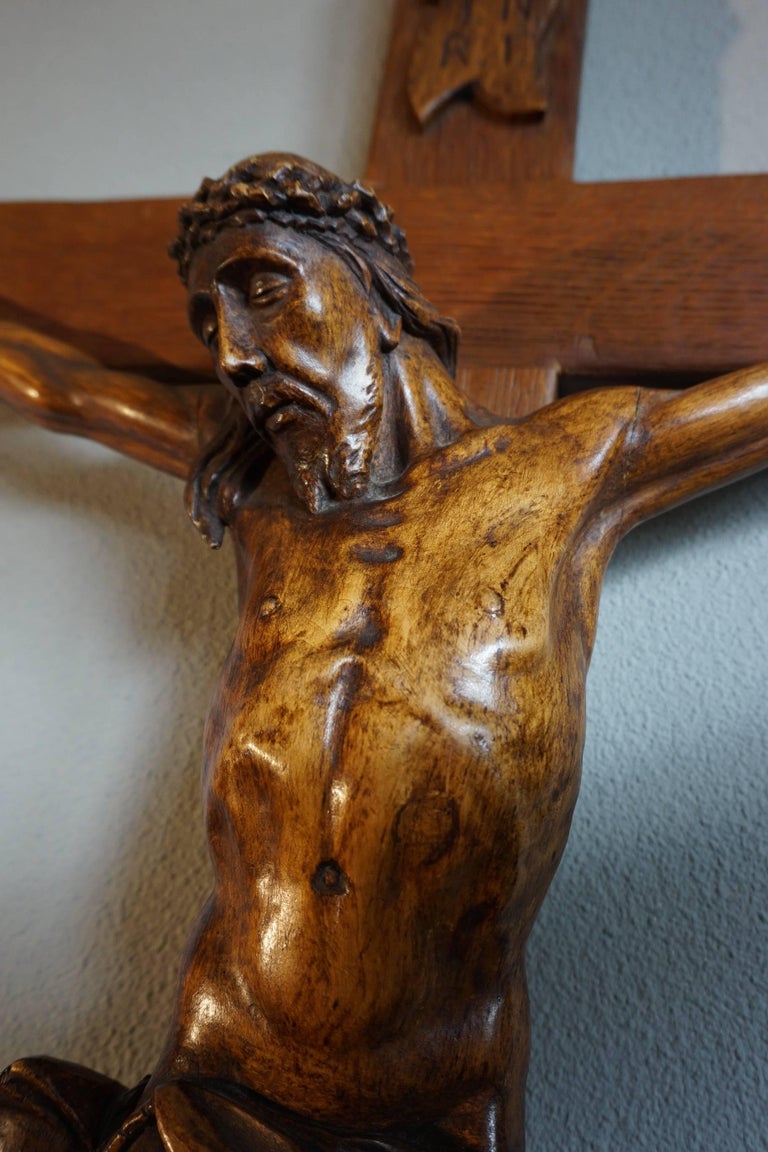 Large Hand-Carved Mid to Early 20th Century Corpus of Christ / Crucifix ...