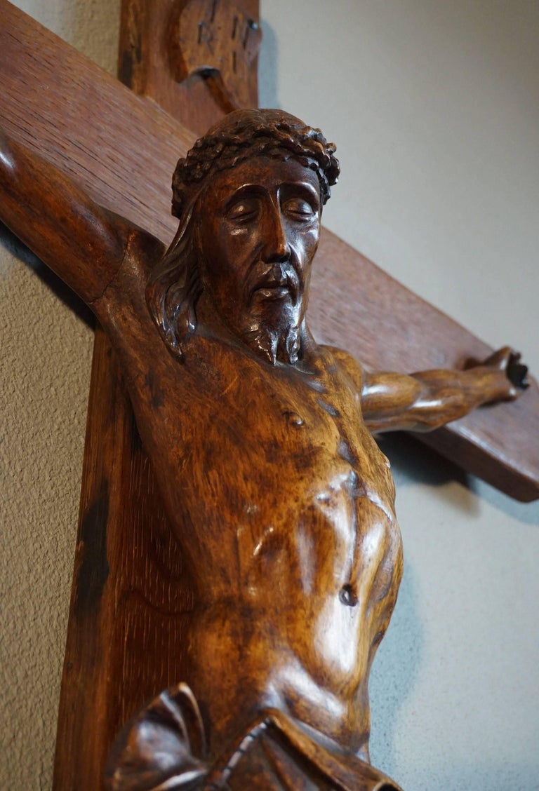Large Hand-Carved Mid to Early 20th Century Corpus of Christ / Crucifix ...