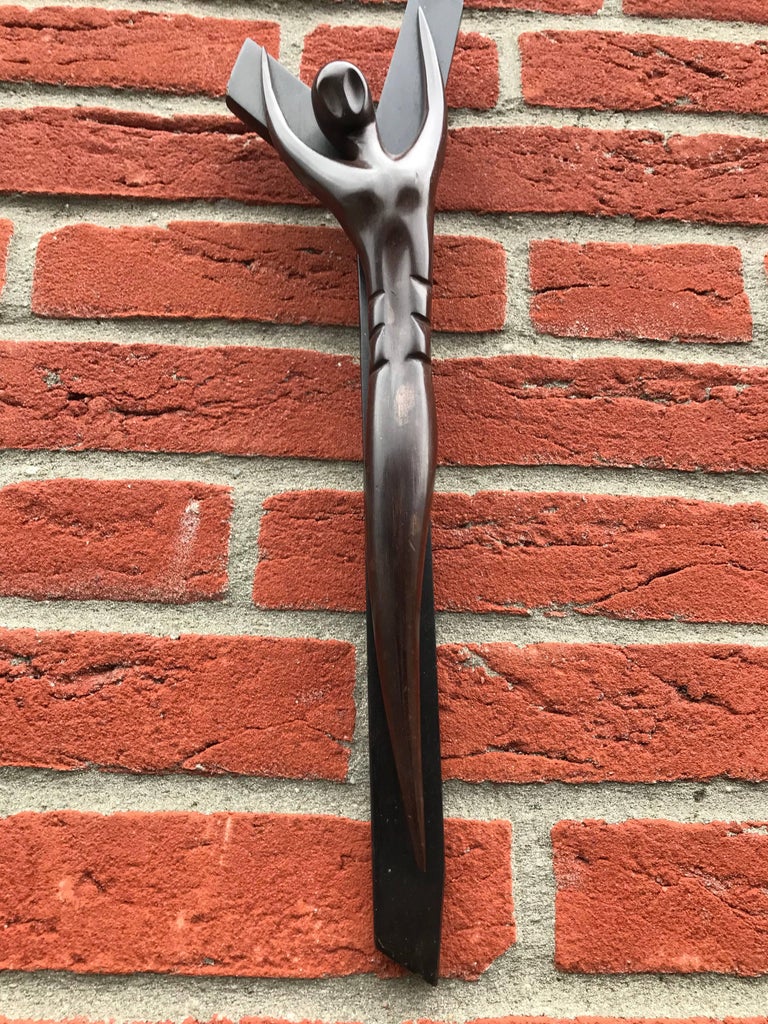 Modernist Abstract Carved Hardwood Crucifix, Corpus of Christ Sculpture ...