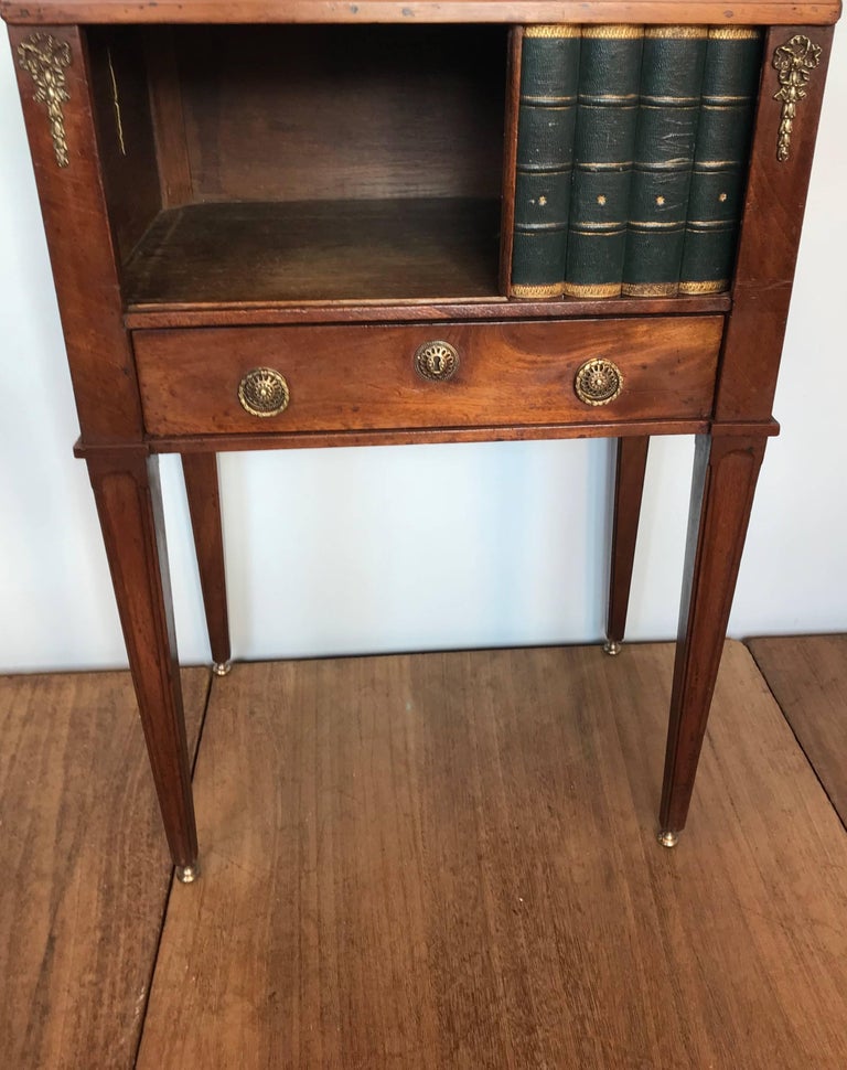 Empire Style Mahogany End Table with Faux Books Rolling Shutter Door ...