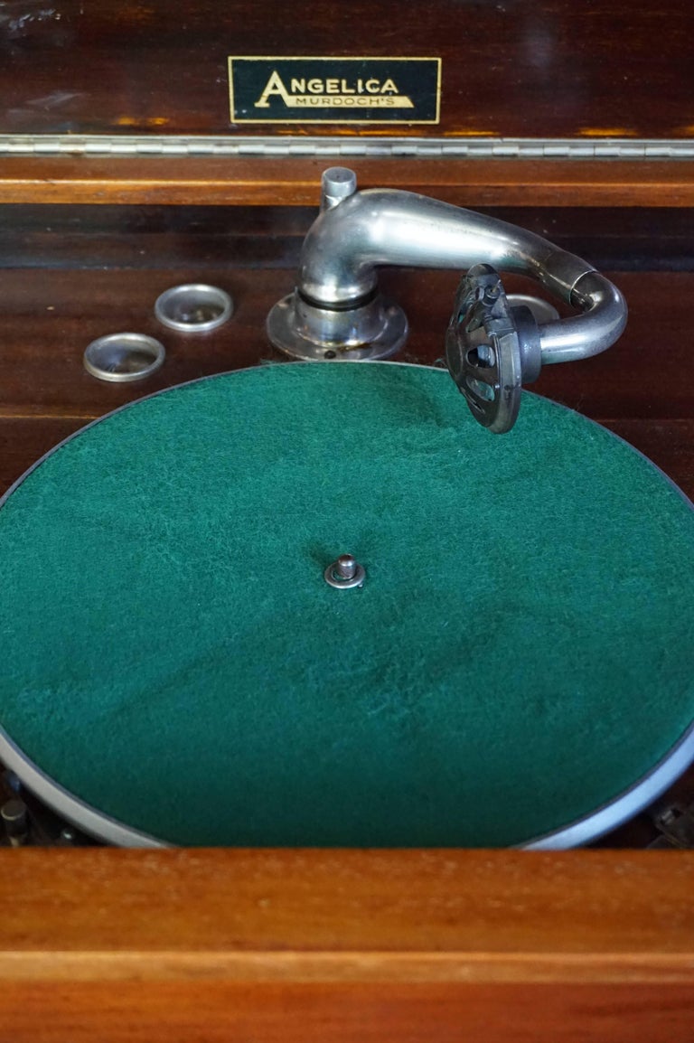 Early 20th Century Handcrafted Mahogany Art Deco Gramophone/Record ...