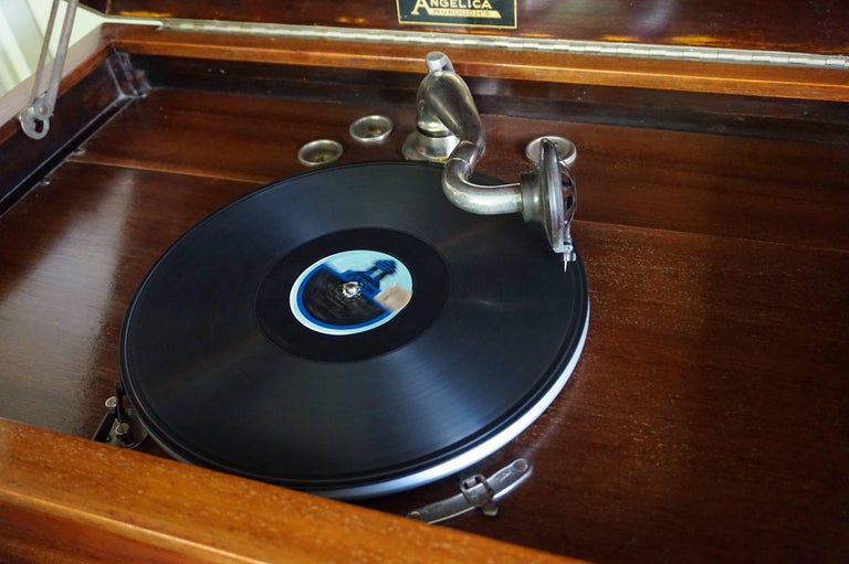 Early 20th Century Handcrafted Mahogany Art Deco Gramophone/Record ...