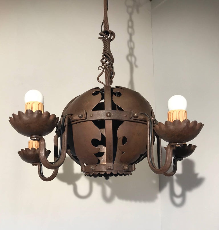Unique and Hand-Forged Arts and Crafts Wrought Iron Pendant Light ...