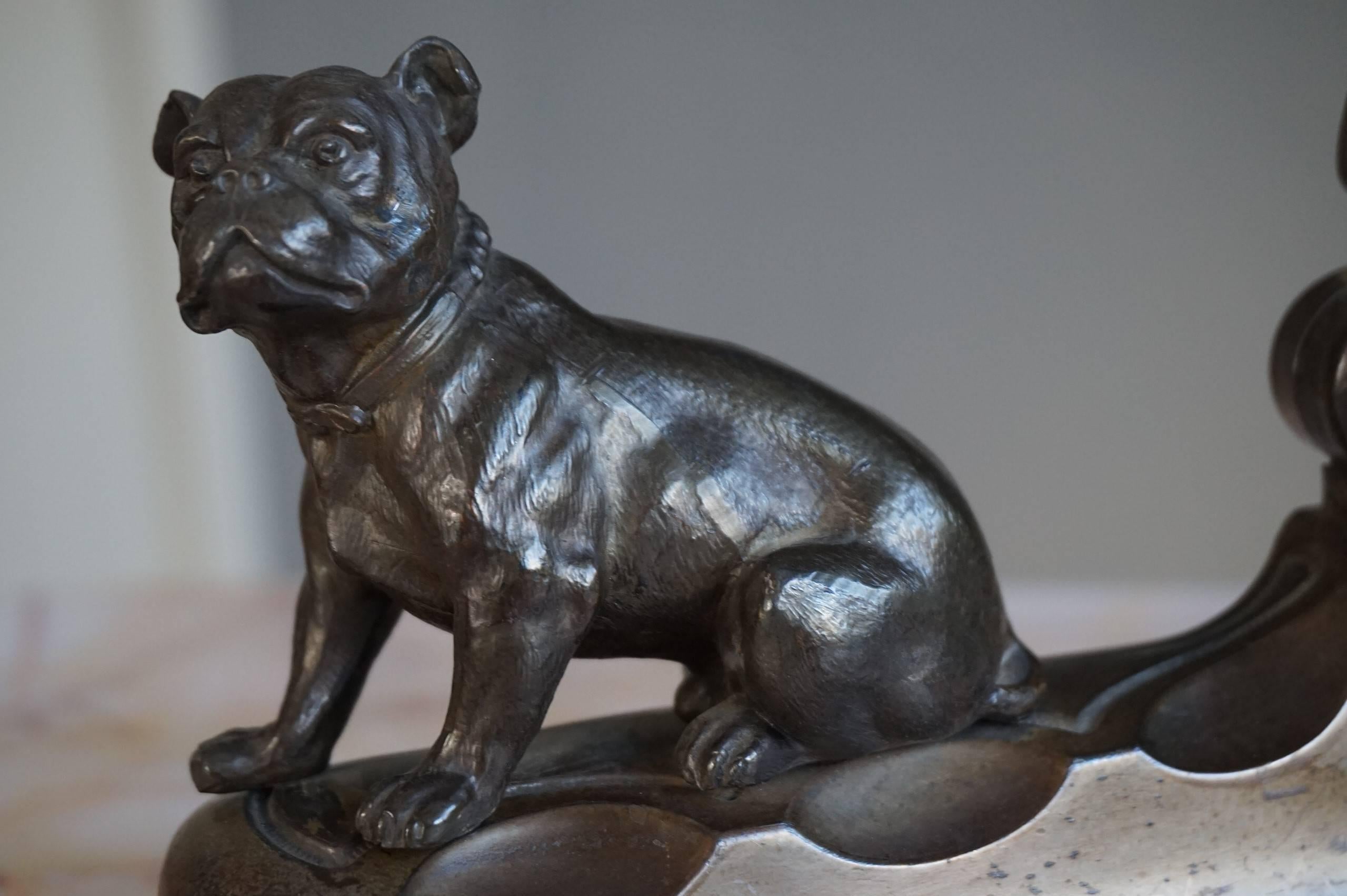 Adjustable Early 20th Century Bronzed Metal Bulldog Sculpture Desk Lamp ...