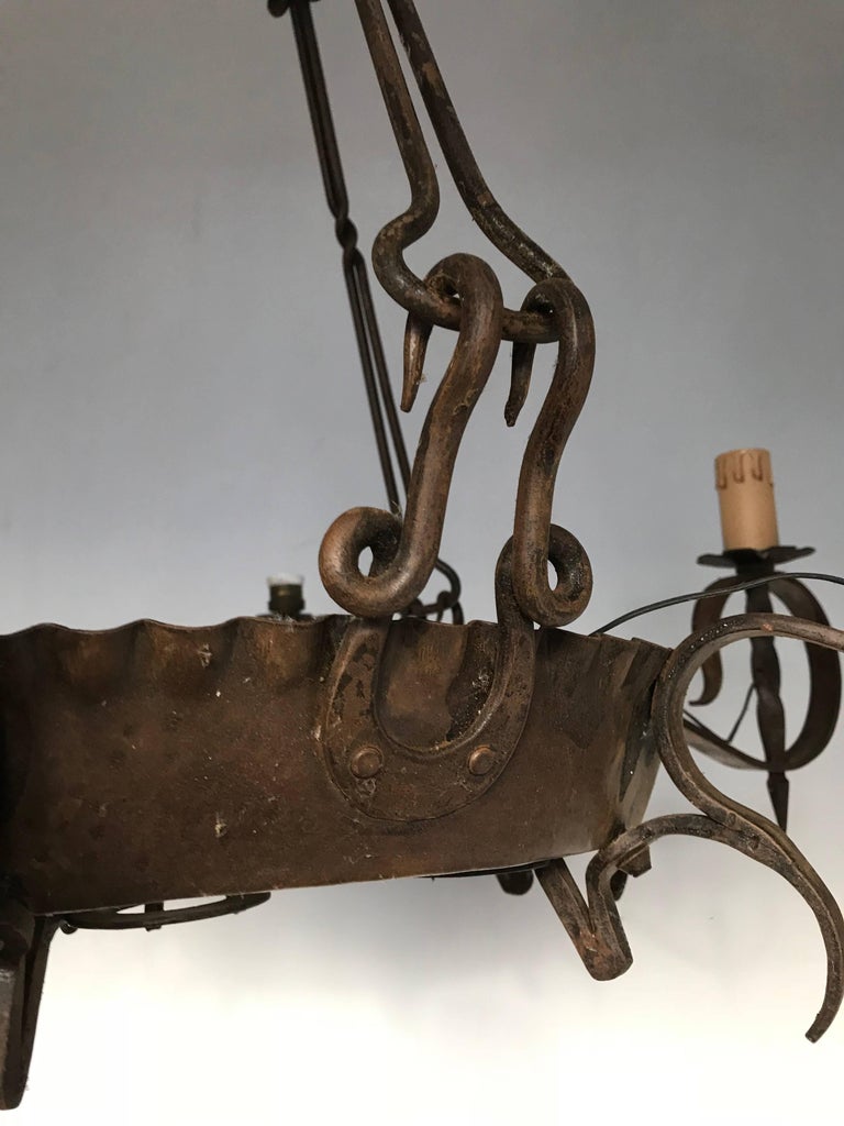 Antique Large Arts and Crafts Wrought Iron Medieval and Castle Style ...