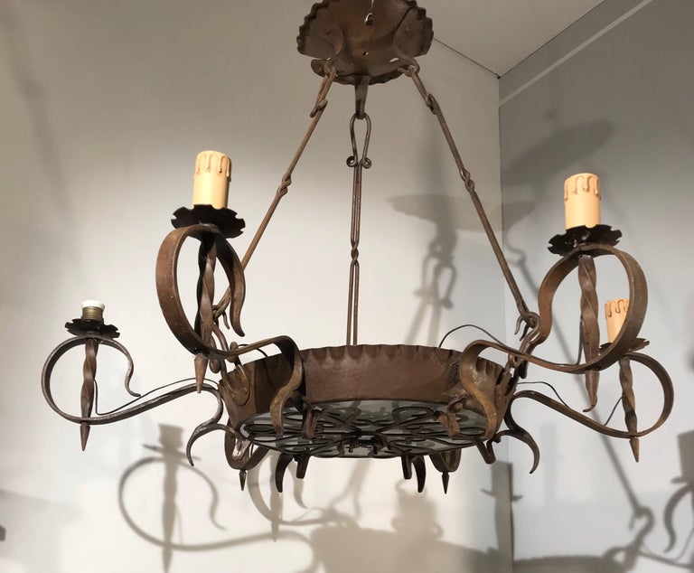 Antique Large Arts and Crafts Wrought Iron Medieval and Castle Style ...