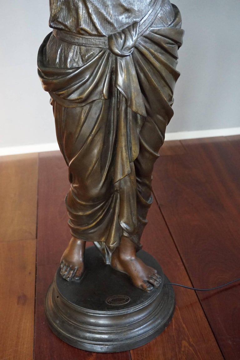 Art Nouveau Era, Bronzed and Marked 4 Feet Floor Lamp of Dione Goddess ...