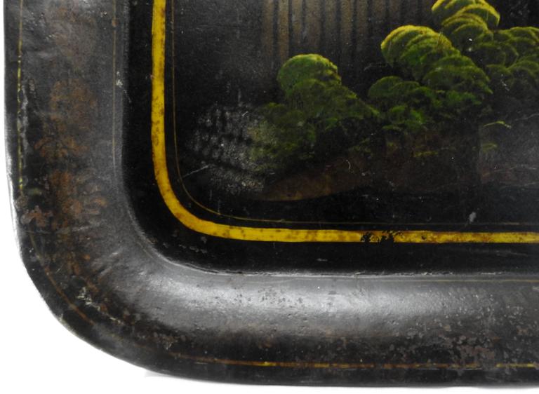 New England Toleware Tray with Hunt Scene, 19th Century For Sale at 1stDibs