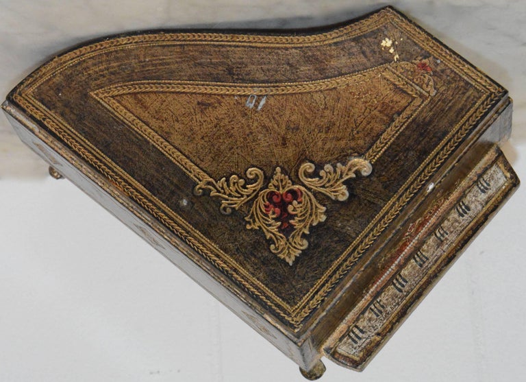 Vintage Florentine Italian Piano Shaped Music Box at 1stDibs
