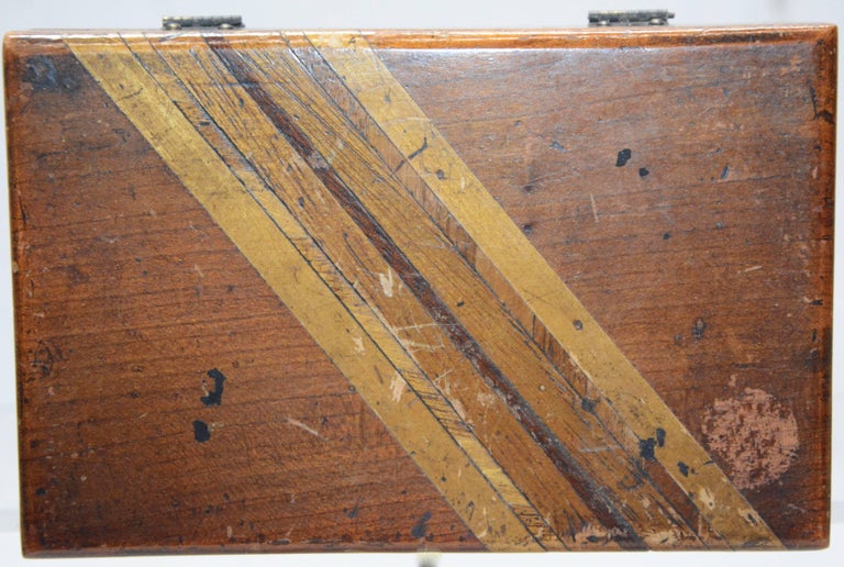 Small Wooden Inlaid Box with Key For Sale at 1stDibs