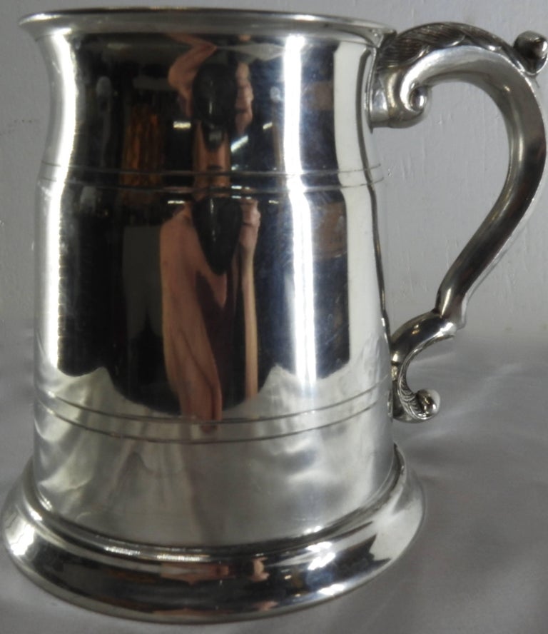 Sheffield England Classic Engraved Pewter Tankard For Sale at 1stDibs