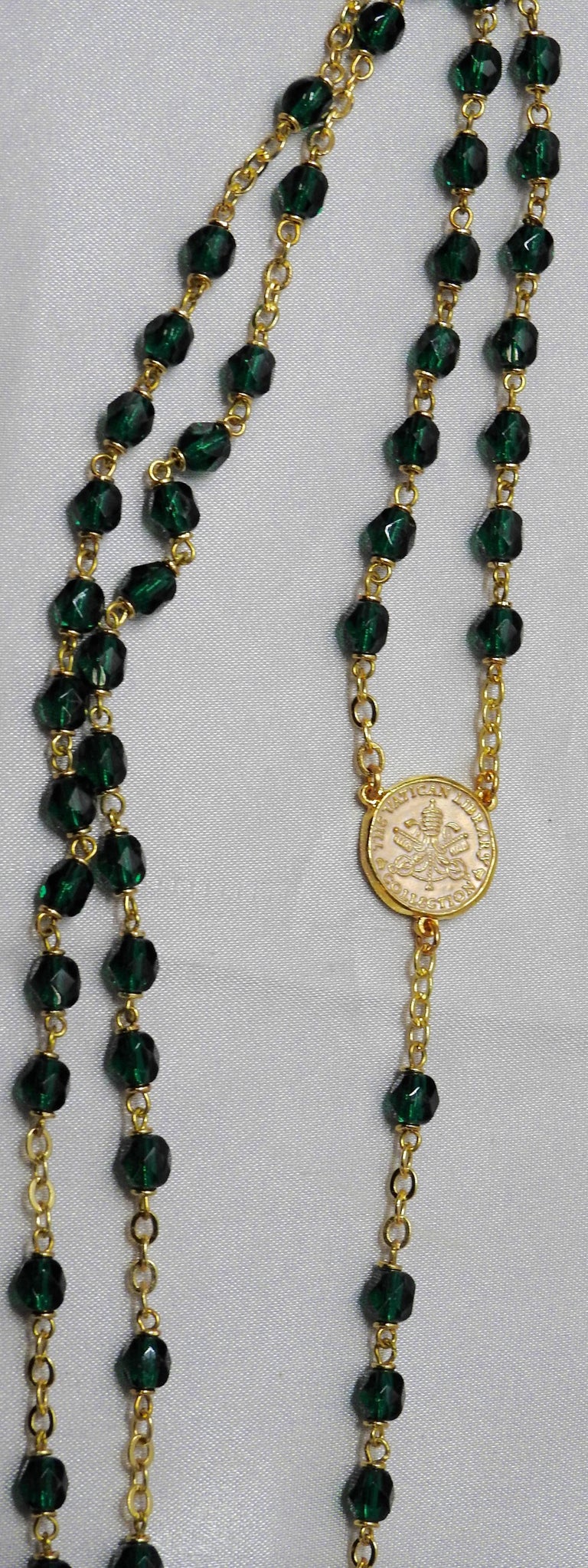 Rosary from the Vatican Library Collection with Green Czech Beading at ...