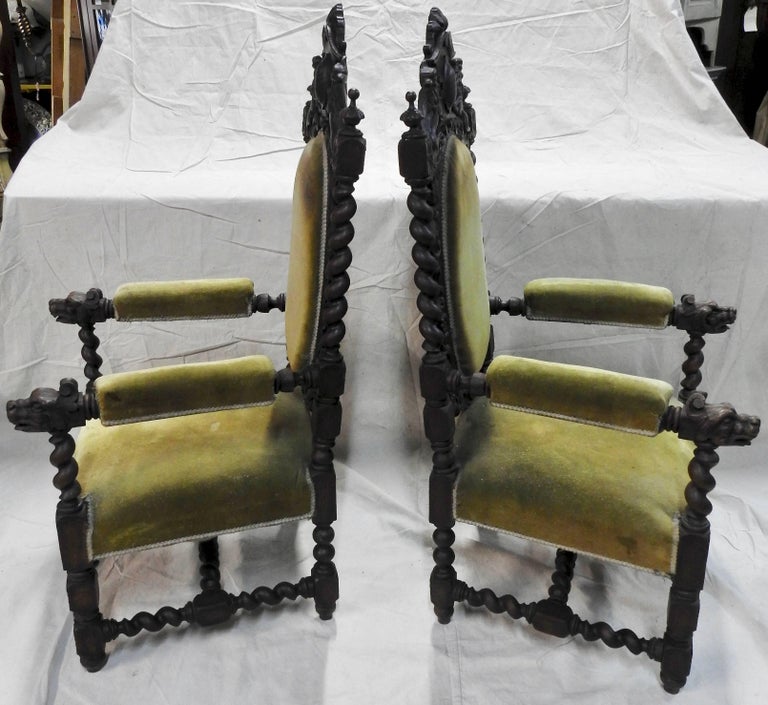 Pair of Spanish Renaissance Revival Armchairs at 1stDibs