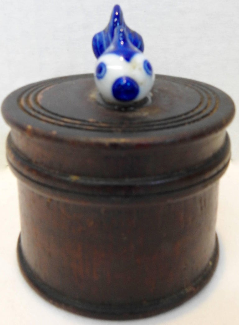 Wooden Box with Porcelain Koi Fish on Lid For Sale at 1stDibs