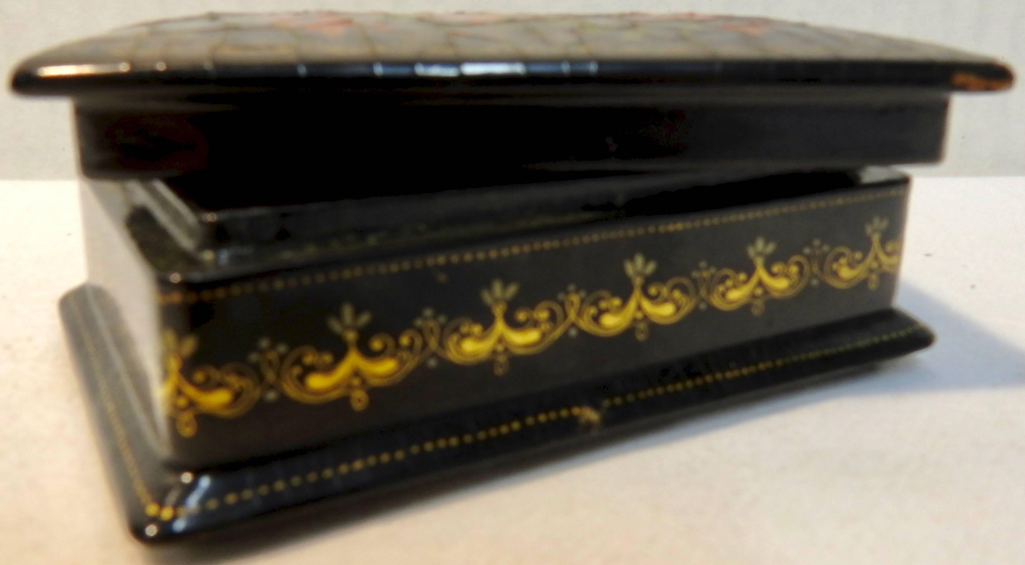 Vintage Hand Painted Russian Lacquer Box with Fairies at 1stDibs