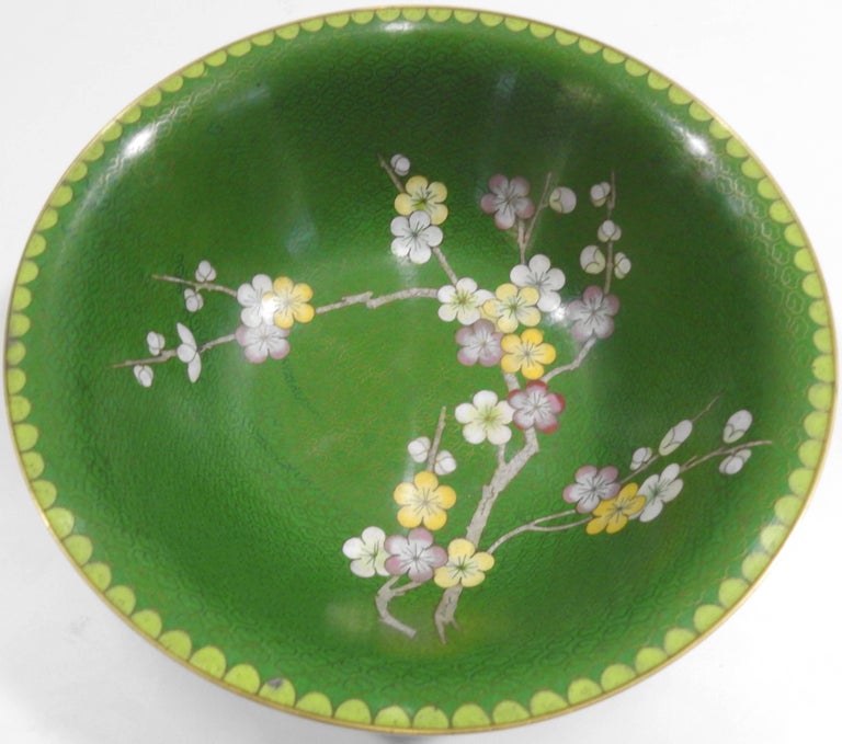 Cloisonné Bowl with Floral Details Midcentury For Sale at 1stDibs