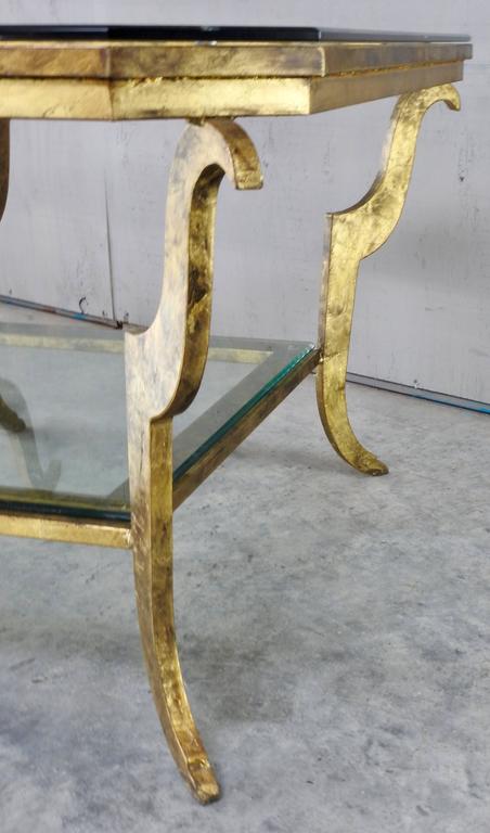 Swaim Hollywood Regency Gilded Steel and Beveled Glass Top Cocktail ...
