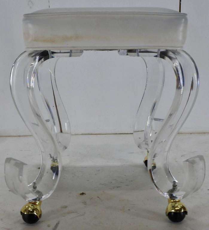 Contemporary Rolling Stool on Acrylic Legs For Sale at 1stDibs