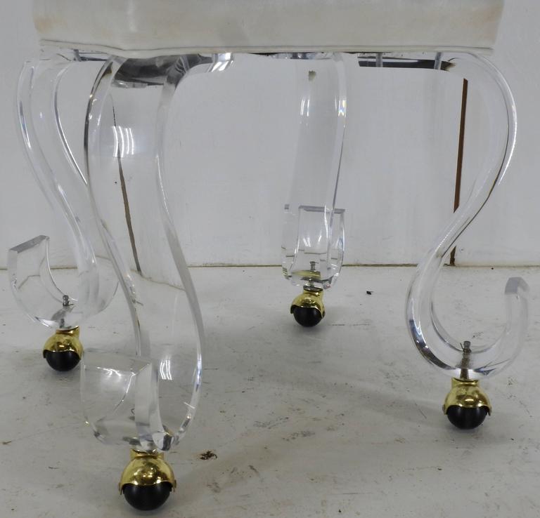Contemporary Rolling Stool on Acrylic Legs For Sale at 1stDibs