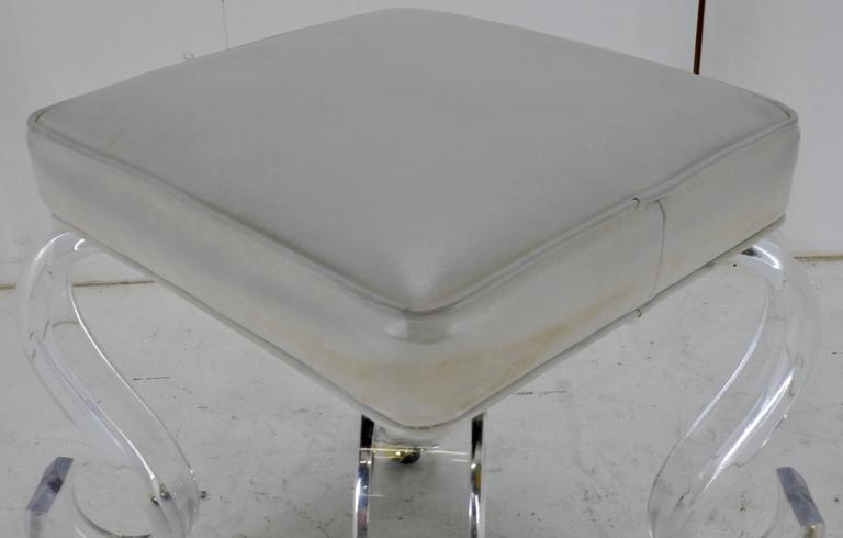 Contemporary Rolling Stool on Acrylic Legs For Sale at 1stDibs