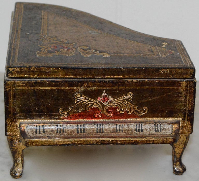 Vintage Florentine Italian Piano Shaped Music Box at 1stDibs