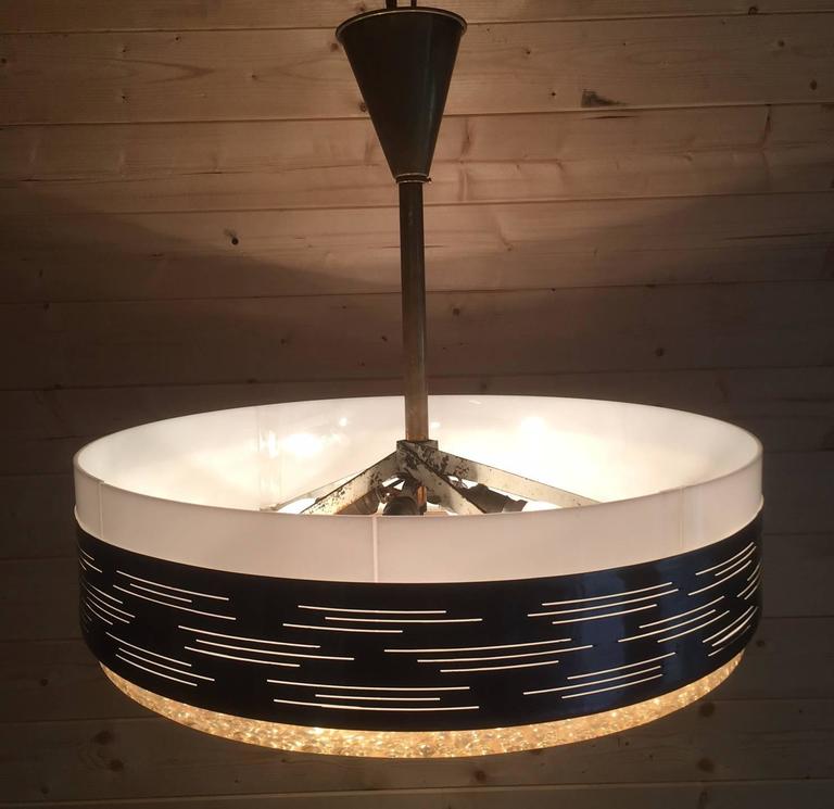 Dallux Gilt Metal and Perspex Ceiling Light Produced by Sinmar, French ...