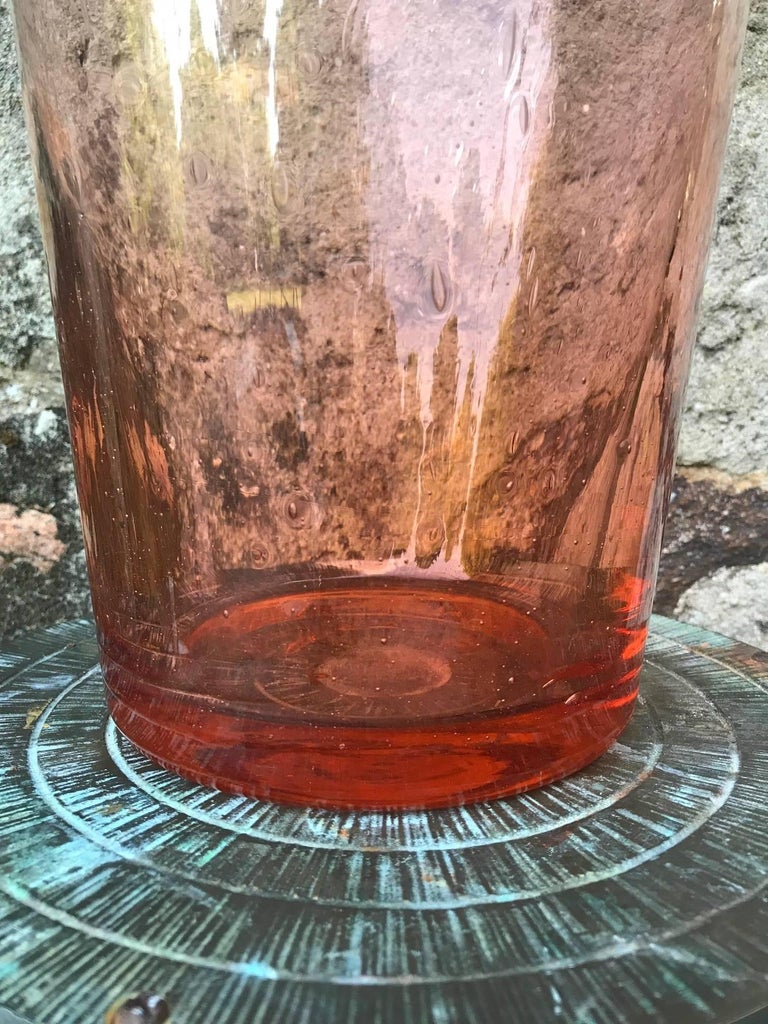 1960s French Large Pink Bubble Biot Style Vase For Sale at 1stDibs