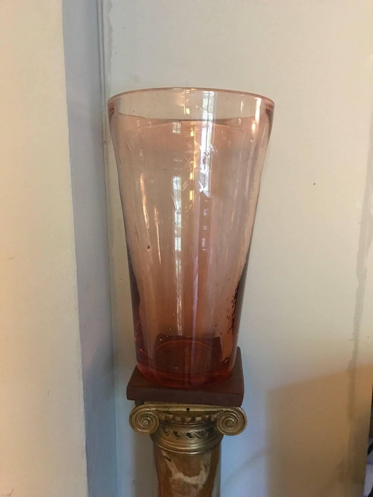 1960s French Large Pink Bubble Biot Style Vase For Sale at 1stDibs
