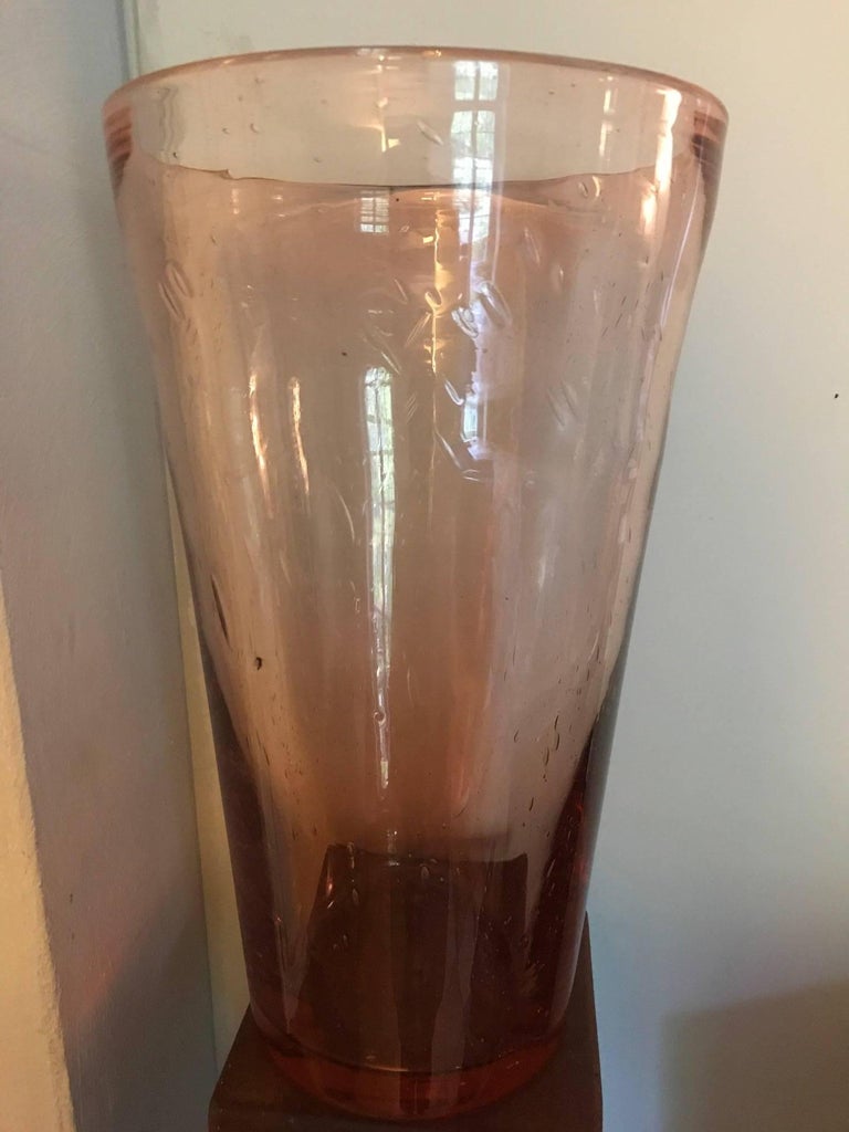 1960s French Large Pink Bubble Biot Style Vase For Sale at 1stDibs