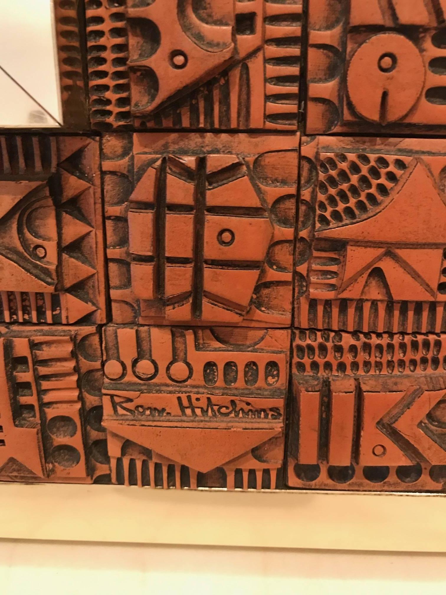 Ron Hitchens Ceramic and Aluminium Framed Mirror English, circa 1960s ...