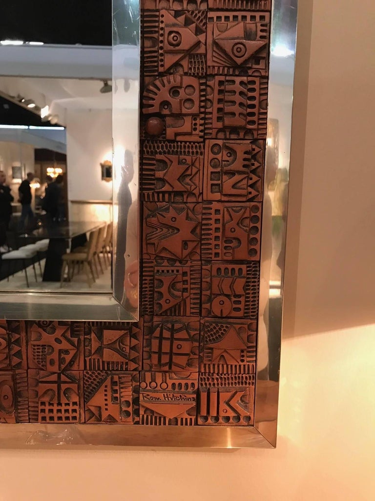 Ron Hitchens Ceramic and Aluminium Framed Mirror English, circa 1960s ...