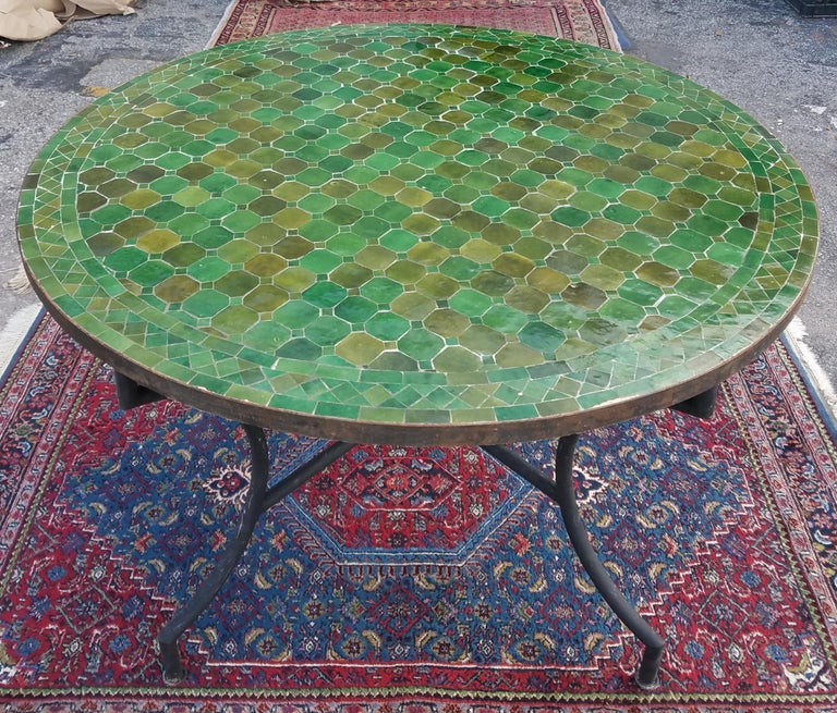 Round Moroccan Mosaic Table, Tamegroute Green at 1stDibs