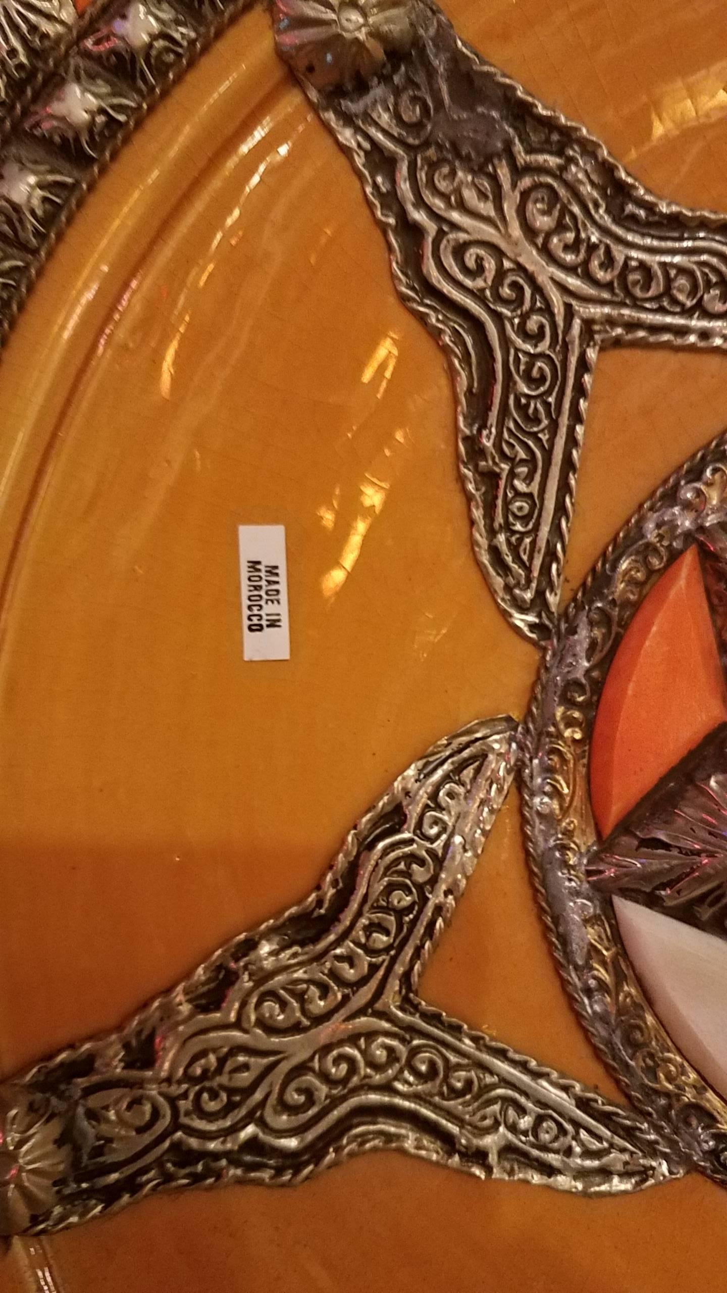 Moroccan Ceramic Camel Bone Plate, Decorative Only at 1stDibs