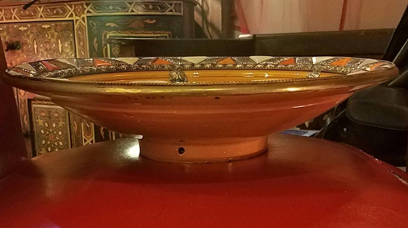 Moroccan Ceramic Camel Bone Plate, Decorative Only at 1stDibs