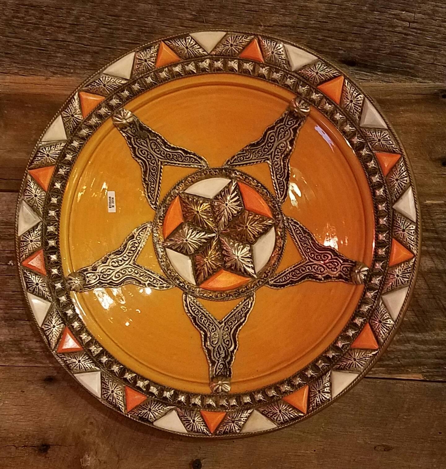 Moroccan Ceramic Camel Bone Plate, Decorative Only at 1stDibs