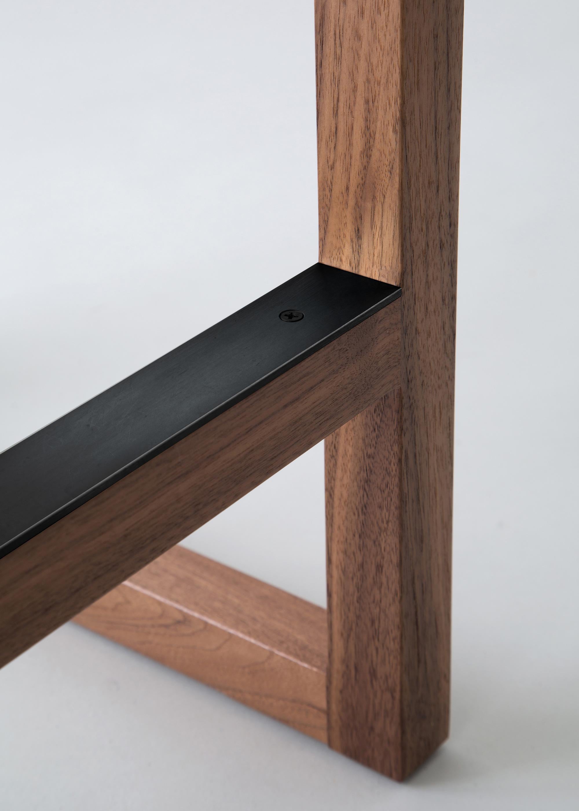 SQ Counter Stool, Solid Walnut Hardwood + Brass Hardware, Handmade in ...