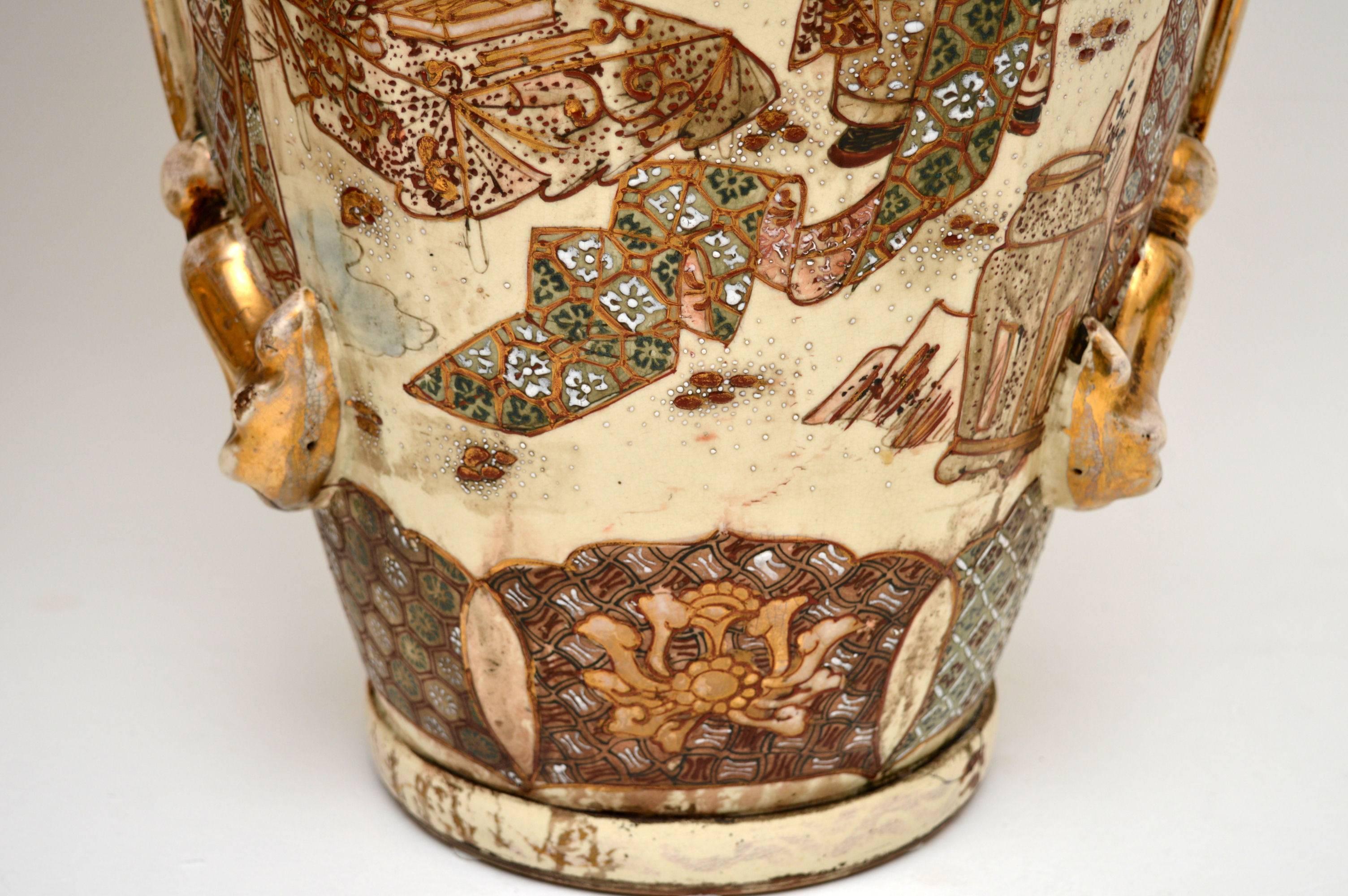 Very Large Pair of Antique Satsuma Vases at 1stDibs