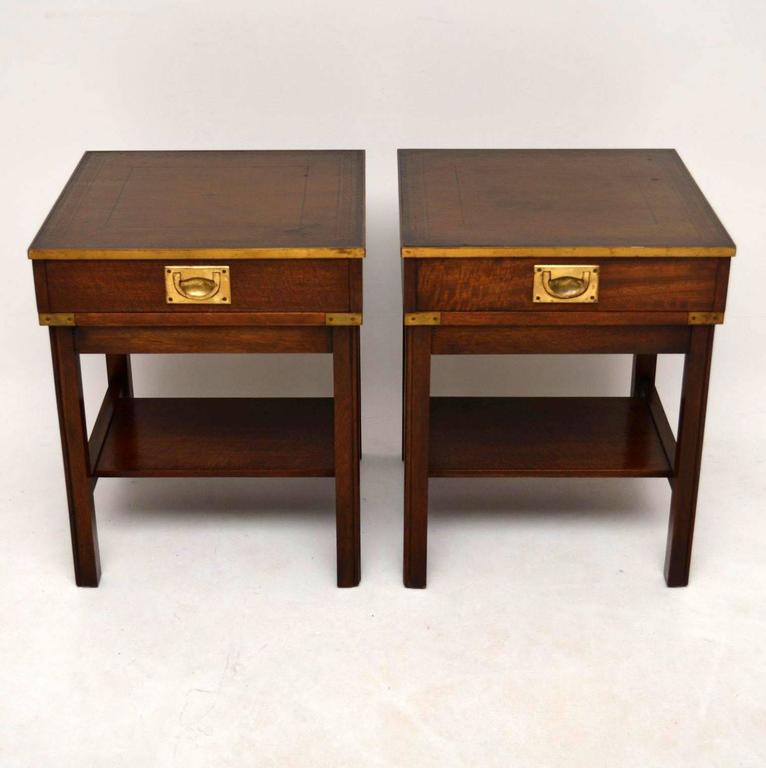 Pair of Antique Campaign Style Mahogany Side Tables at 1stDibs ...