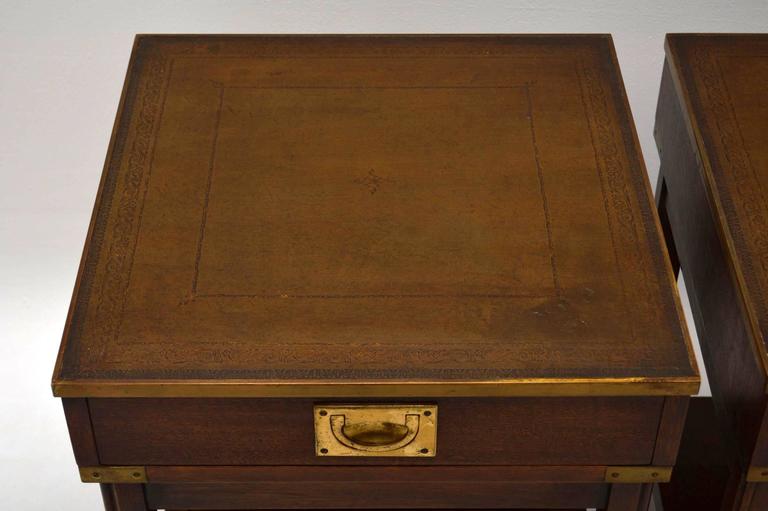 Pair of Antique Campaign Style Mahogany Side Tables at 1stDibs ...