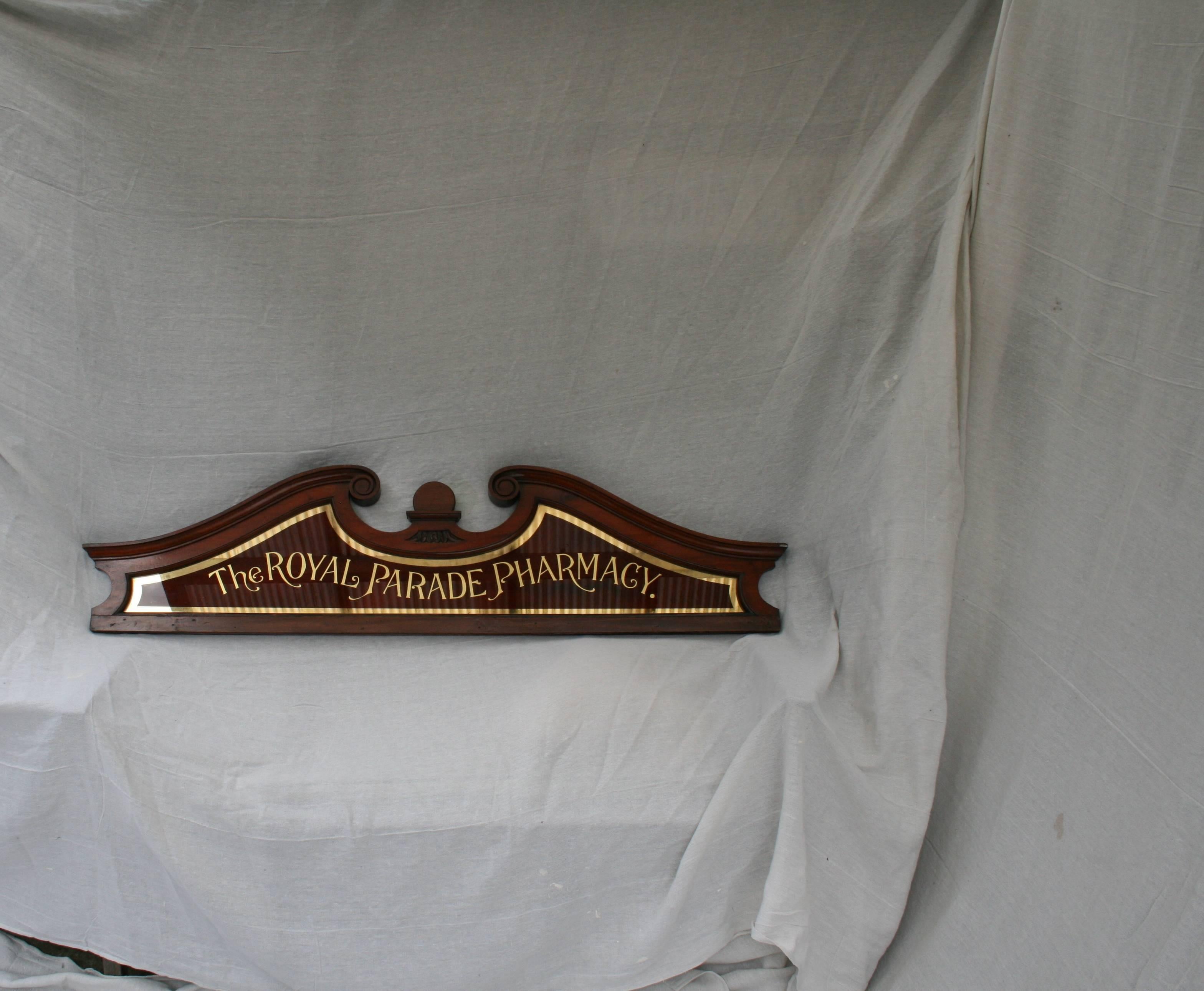 Antique Victorian Pharmacy Shop Glass Advertising Sign For Sale at ...