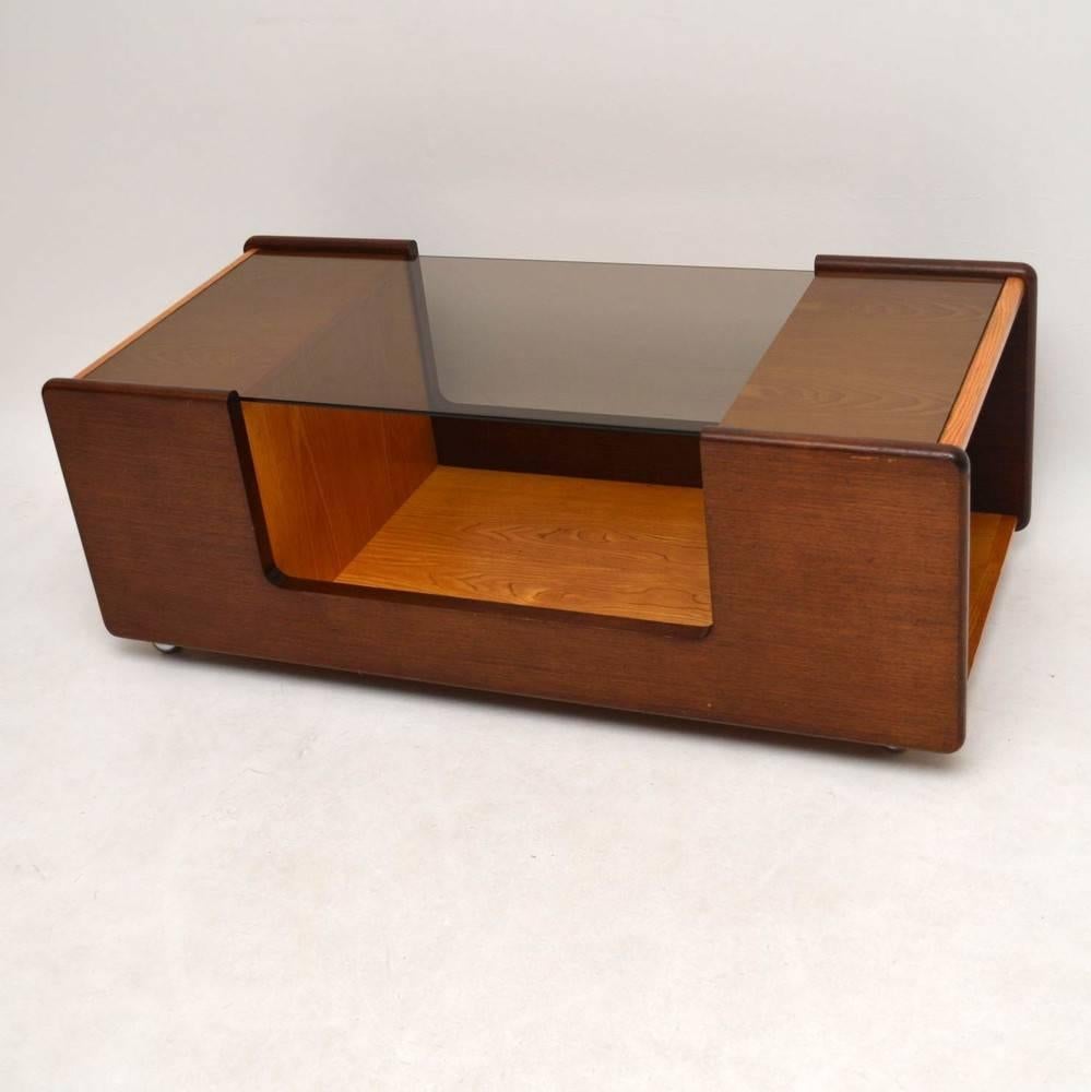 Retro Teak and Glass Coffee Table Vintage 1960s at 1stDibs